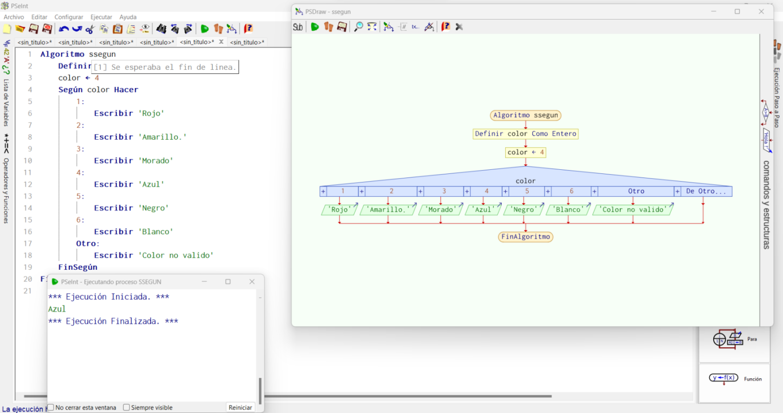 PSeInt, Comandos Básicos para empezar en la programación.