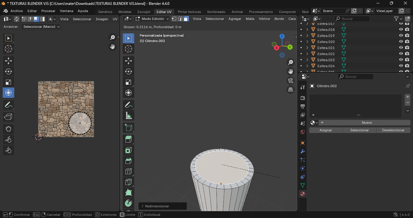 Cómo poner texturas a figuras en Blender 4.4