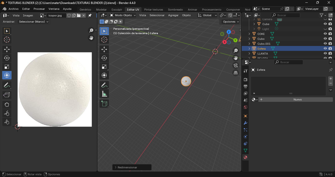 Cómo poner texturas a figuras en Blender 4.4