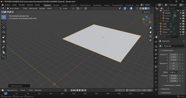 Cómo poner texturas a figuras en Blender 4.4