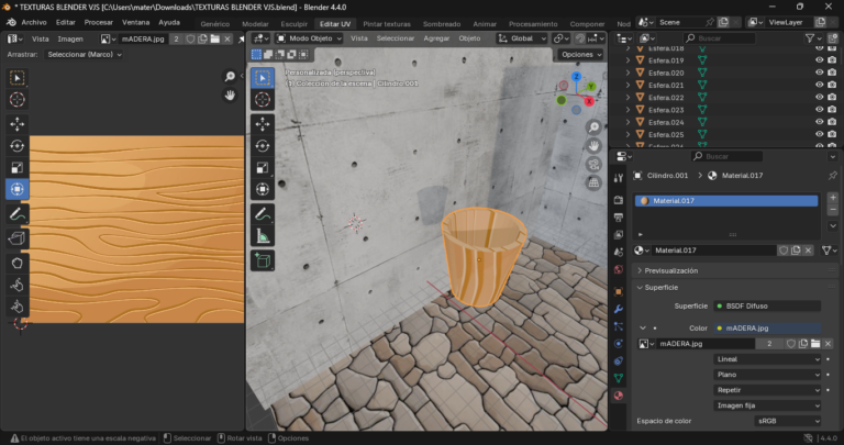 Cómo poner texturas a figuras en Blender 4.4
