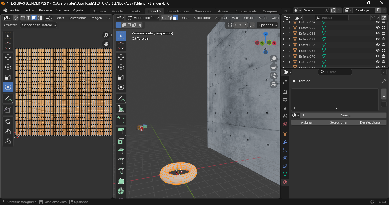 Cómo poner texturas a figuras en Blender 4.4